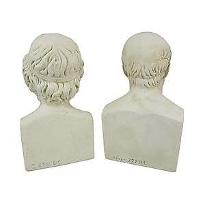 Aristotle and Homer Bust Antique White Plaster Bookends: Timeless Grecian Philosophy Sculptures, 8 Inches High, Decorative Pillars of Wisdom for Your Bookshelves