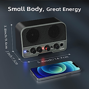 LEKATO Mini Guitar Amp Rechargeable Amplifier Electric Guitar Amp 5W, Clean/Overdrive,Bluetooth Guitar Amp Portable Guitar Amp for Daily Practice,Black