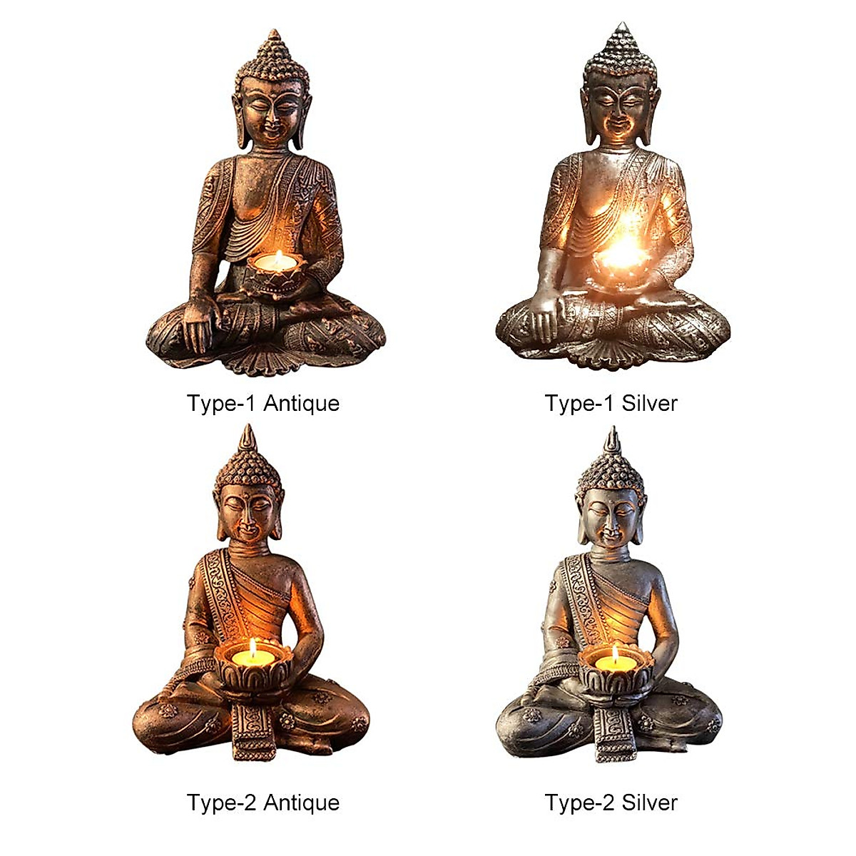 MOOUS Meditating Buddha Candle Holder Meditating Buddha Tea Light Holder Buddha Statue Candle Holder for Terrace Garden Home Decor Home Aromatherapy Accessory