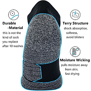 CWVLC Unisex Cushioned Compression Athletic Ankle Socks Multipack, 3-pairs Black, M (7.5-10 W US/ 6-8.5 M US)