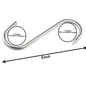 Smoker Meat Hooks 8'', Heavy Duty Hook, Stainless Steel Butcher S-Hooks Meat Hooks for Smoker, Meat Hooks Butchering, Chicken Hunting Ribs Fish Beef Poultry Hanging Grill Hook , BBQ(8 inch 5pack)