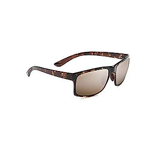 Maui Jim Pokowai Arch W/Patented Polarizedplus2 Lenses Rectangular Sunglasses Pure Collection Polarized, Olive Tortoise/HCL Bronze, Medium