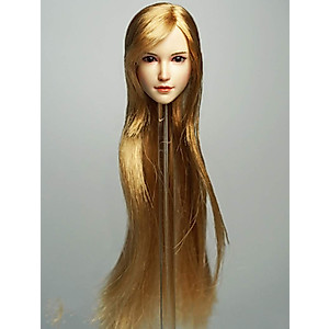 HiPlay 1/6 Scale Female Figure Head Sculpt, Beuty Charming Girl Doll Head for 12" Action Figure Phicen, TBLeague DH035 (Golden Hair)