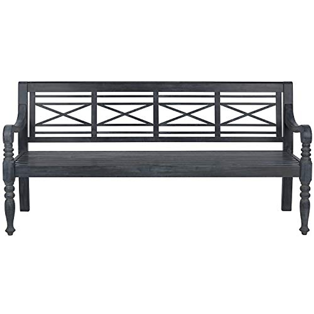 Safavieh Patio Collection Martin Adirondack Acacia Wood Bench, Ash Grey