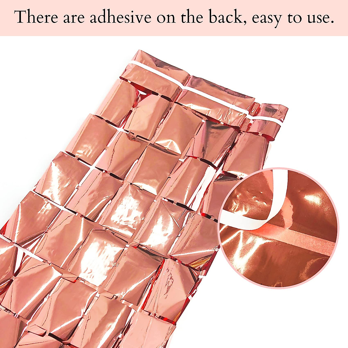 2 Packs 3.3x6.6 Feet Foil Fringe Curtains, UNIIDECO Metallic Rose Gold Birthday Square Sequin Tinsel Photobooth Photo Backdrop, Bridal Wedding Engagement Bachelorette Party Decorations Streamers