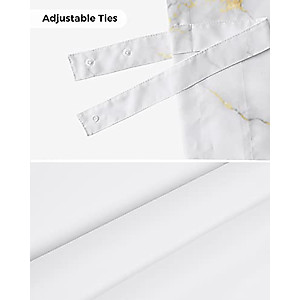 Tie Up Valance for Kitchen,Pet Dog White Marble Gold Inlay Adjustable Valances Rod Pocket Short Curtain,Watercolor Golden Retriever Abstract Art Back Tie Up Curtains Valance for Bedroom 60x18in