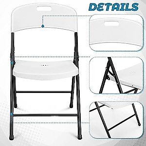 Umigy 6 Pcs Plastic Folding Chairs Comfortable Event Chairs Modern Party Chairs Lightweight Durable Foldable Chair for Home Office Outdoor Indoor, White (White)