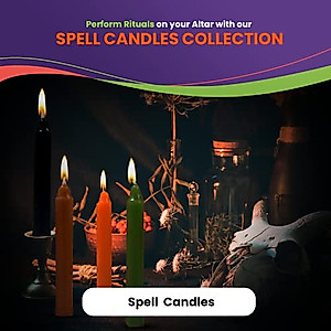 Spell Candles 48 Pack 4" Tall x 1/2" Dia, Hidden Wicks, 12 Colors 4 Mini Candles Black, White, Green, Red, Yellow, Orange, Blue. Brown, Pink, Purple, Grey, Non-Metallic Gold, Free Candle Spell Book