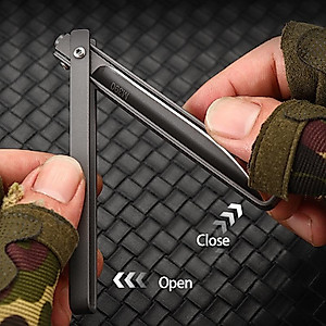 PAVCEING Outdoor knife folding knife broken window survival knife creative portable fruit knife men and women self-defense mini knife (Black)