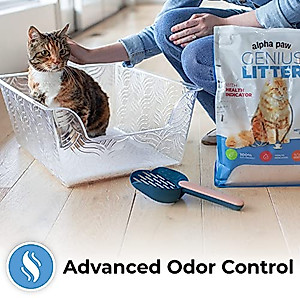 Alpha Paw - Genius Cat Litter, 5-Color Health Indicator, Odor Eliminating, Non-Stick, Lightweight Crystals, Non-Clumping, High Absorption, Unscented, 6 Lbs