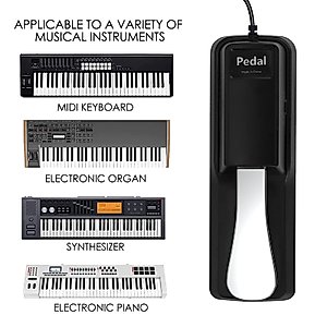 Musiin Universal Midi Keyboard Sustain Pedal with Polarity Switch for Expressive Music Playing on Digital Pianos, Keyboards, and Synthesizers - Durable and Easy Plug-and-Play Design