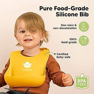 KeaBabies 2-Pack Silicone Bibs For Babies, Silicone Baby Bibs for Eating, Food-Grade Pure Silicone Bib, Toddler Bibs, Waterproof Bibs, Feeding Bibs, Silicon Bibs for Toddlers,Boys,Girls (Funtastic)