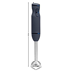 Chefman Immersion Stick Hand Blender with Stainless Steel Blades, Powerful Electric Ice Crushing 2-Speed Control Handheld Food Mixer, Purees, Smoothies, Shakes, Sauces & Soups, Midnight Blue