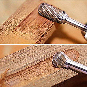 4 Pcs Carbide Rotary Burr Set, 1/4-Inch Long Shank Tungsten Steel Head Burr Bit Set Fits Rotary Tool for Wood/ Metal Drilling Carving Engraving