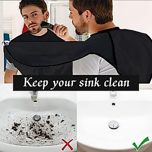 Beard Bib Apron, Beard Hair Catcher Waterproof Non-Stick Grooming Cloth, Shaving & Trimming & Beard Hair Catcher, with 3 Suction Cups, Best Gifts for Men