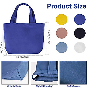 Pertion 6 Pack Small Canvas Tote Bags, 9x8x4inch Reusable Cotton Shopping Bags Bulk DIY Mini Tote Bag Gift Bags for Kids