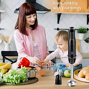 Immersion Blender Handheld, 800W 12-Speed Hand Blender, 5 in 1 Emersion Stick Blender Electric, 600ml Beaker, 500ml Chopper, Egg Whisk, Milk Frother