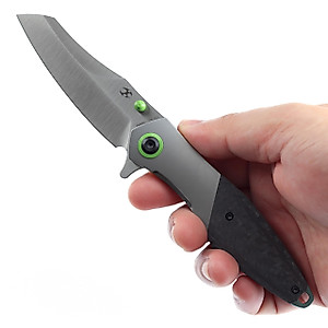KANSEPT Mistaken Folding Knives for Men EDC Camping Pocket Folding Knife 3.58'' Satin CPM 20CV Blade with Titanium Twill Carbon Fiber Handle Everyday Carry K1053A2