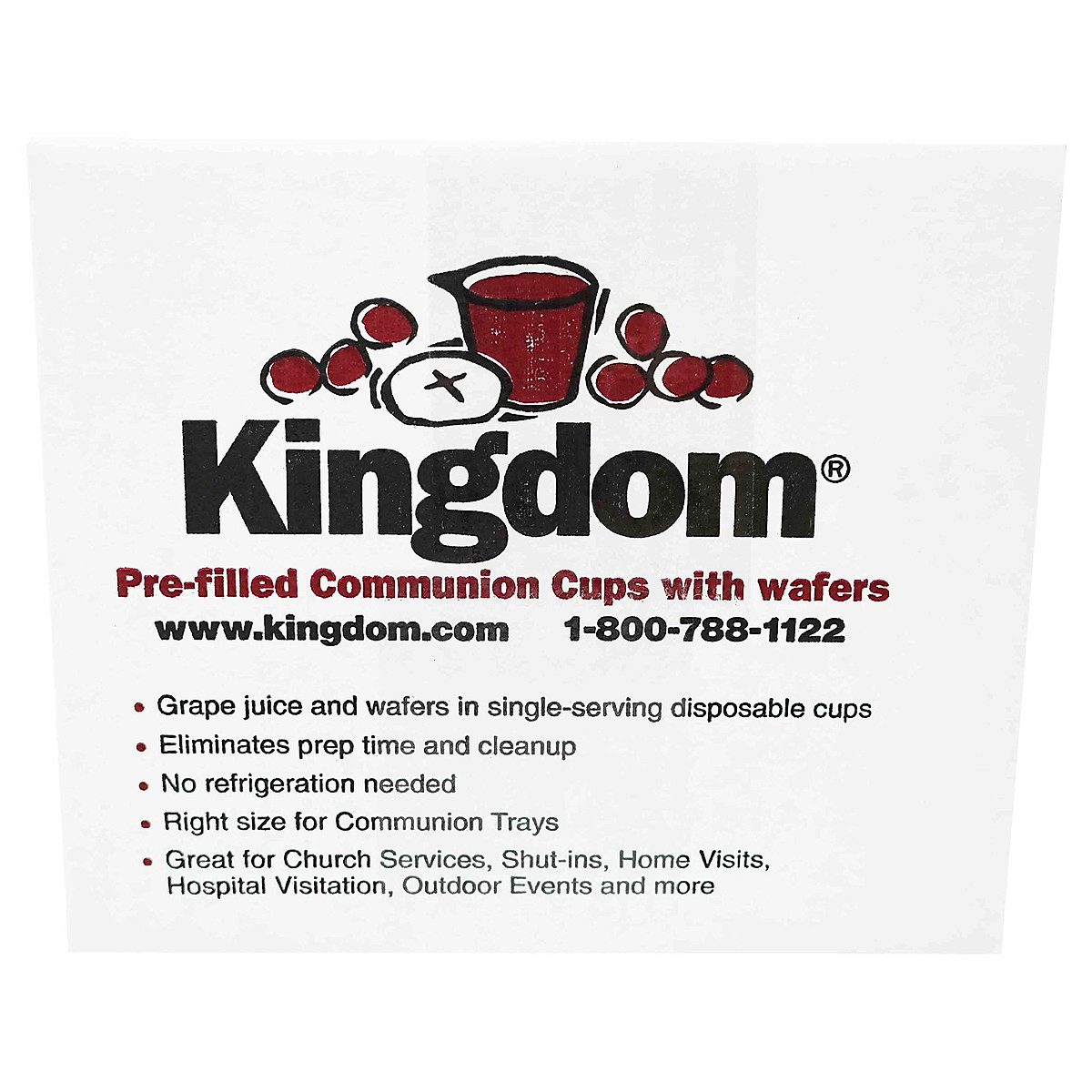 Kingdom Prefilled Communion Cup with Wafers(100 ct-red juice) Sealed in a Single-Serving Container with 1-Year Shelf Life, Perfect for Holy Eucharist Celebration in Hospitals, Summer Camps, and more!