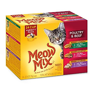 Meow Mix Tender Favorites Poultry And Beef Variety Pack Wet Cat Food, 24 Count