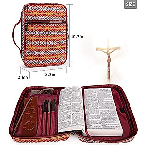 Montana West Bible Covers for Women Men with Leather Bookmark Carrying Book Case Church Bag Bible Protective with Zippered Pocket MWB-6007BR