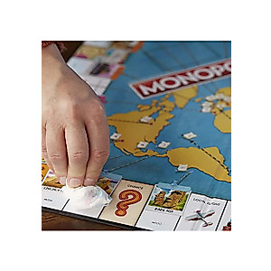 Hasbro Gaming Monopoly World Tour Board Game with Token Stampers and Dry-Erase Gameboard for Family Game Night