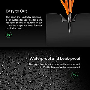 VIVOSUN 7 x 10 Feet Pond Liner, 14.5 Mil Durable LLDPE Pond Skins for Waterfall, Pond and Fish Ponds, Black