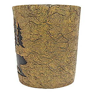 Ebros Wildlife Rustic Black Bear Roaming Pine Trees Forest Silhouette Bathroom Accent Resin Figurine Accessories Western Country Cabin Lodge Decorative (Waste Basket Trash Bin)