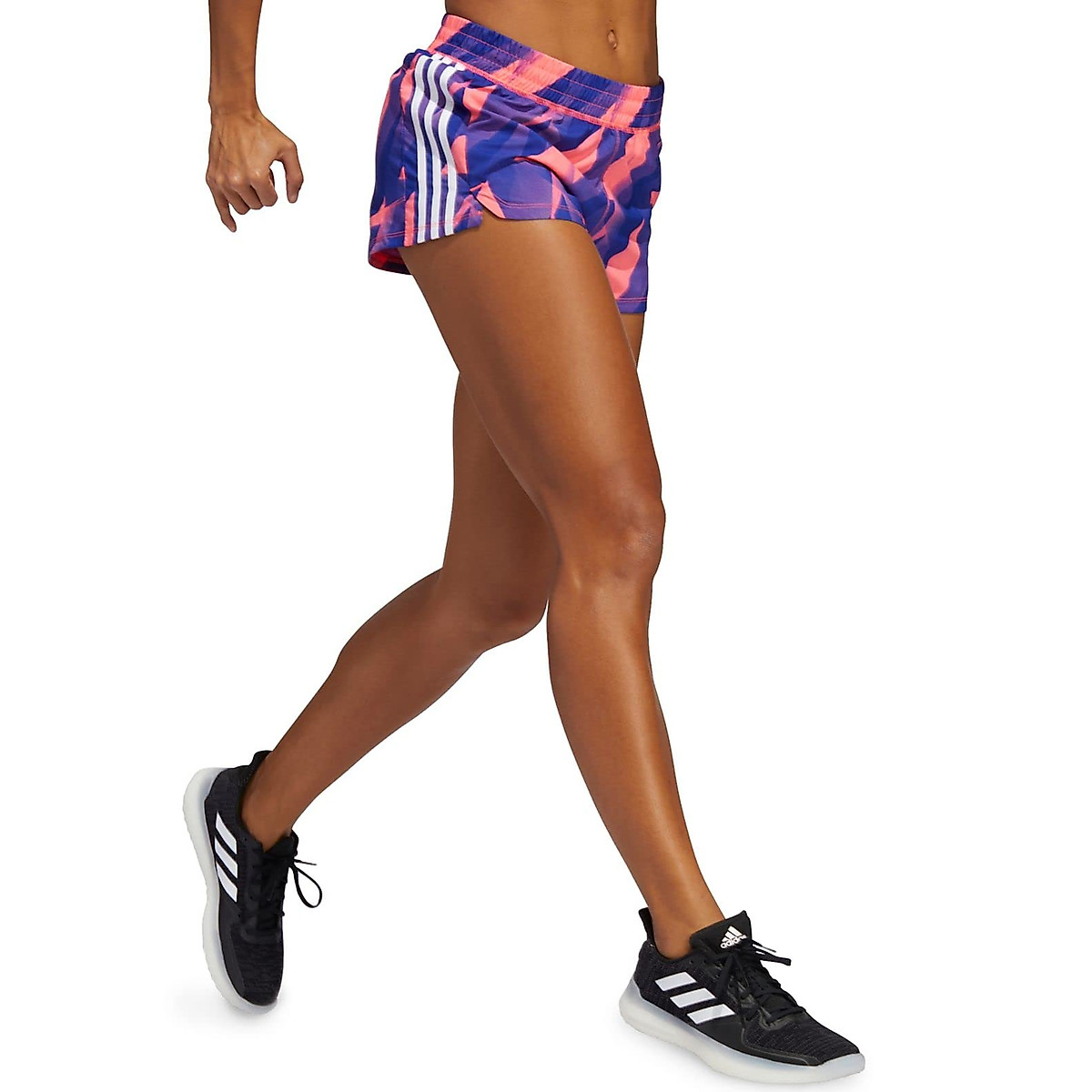 adidas womens Pacer 3-Stripes Here To Create Shorts Signal Pink/White XX-Small