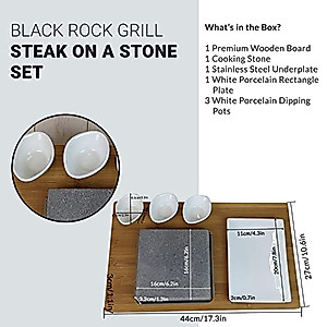 Black Rock Grill Steak On The Stone Set, Hot Rock Grill Table Top Lava Cooking Stone (One Gift Set)