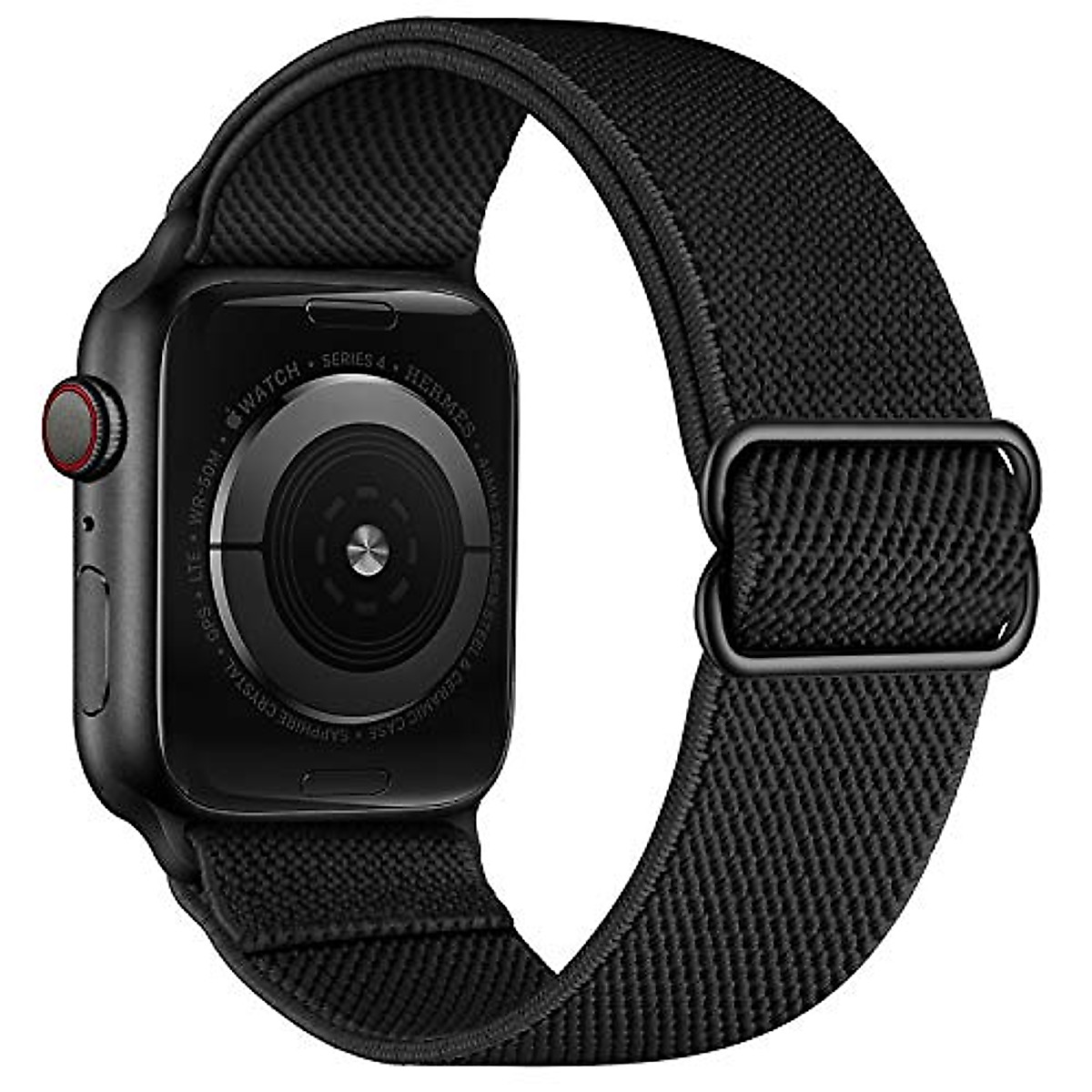 OXWALLEN XL Stretchy Elastic Adjustable Bands Compatible with Apple Watch 8/7 Ultra 49mm 45mm 42mm 44mm, Nylon Solo Loop Braided Stretches Sport Women Men Strap for iWatch SE Series 8/7/6/5/4/3,Black