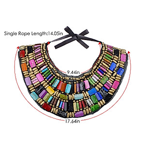 Alilang Black Tribal Large U Shaped Draped Multicolour Rainbow Beads Statement Necklace