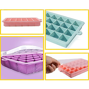 TAO CICADA Ice Cube Tray, 3 Pack Silicone Ice Cube Molds, Silicone Ice Cube Trays, Silicone Ice Trays, Easier to Release, BPA Free for Alcohol/Coffee/Beverages (Pink, Light blue, Purple)