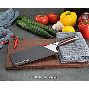 WELLSTAR Big Knife Edge Guard, Wide Meat Cleaver Knife’s Blade Covers, BPA Free ABS Protective Blade Sheath, Non-Scratch Felt Lining Butcher Chef Knife Cover (Knives not included)