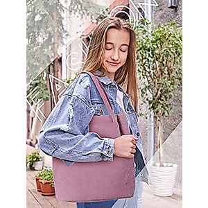 Sweetude 6 Pieces Corduroy Bags for Women Tote Bag with Pockets Corduroy Underarm Bag Women's Shoulder Handbags Big Capacity Shopping Bag