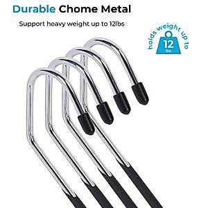 JS HANGER Non Slip Pants Hangers 10 Pack Open Ended Easy Slid Slacks Hangers, Durable Anti-Rust Space Saving Metal Jeans Hangers, Chrome and Black Friction