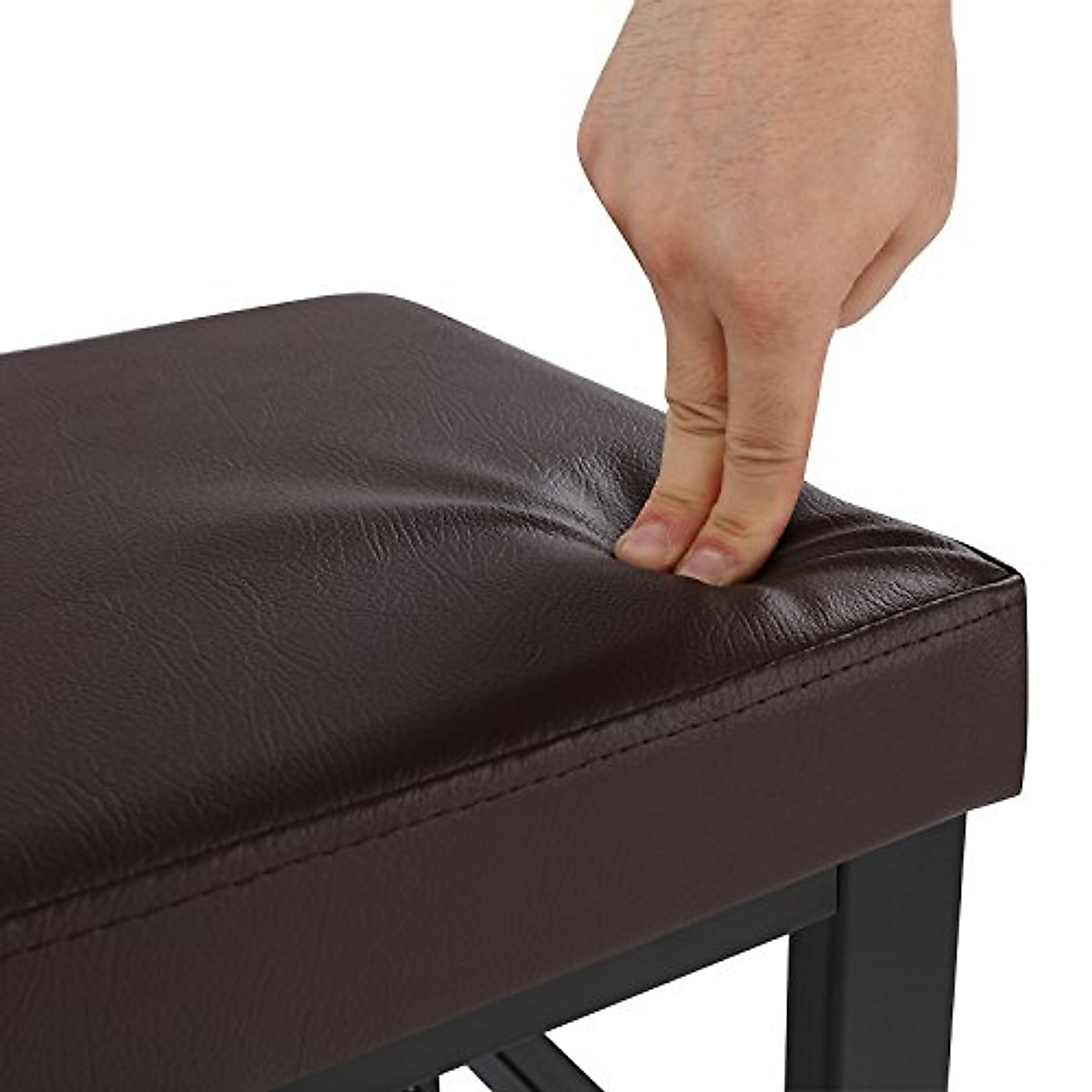 SONGMICS Shoe Bench, 3-Tier Shoe Rack for Entryway, Storage Organizer with Foam Padded Seat, Faux Leather, Metal Frame, for Living Room, Hallway, 12.2 x 31.9 x 19.3 Inches, Brown ULBS58Z