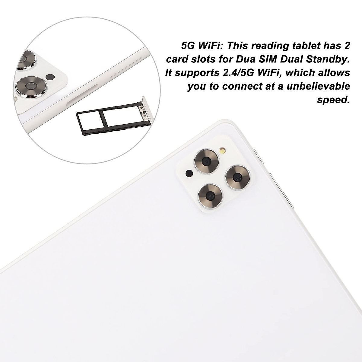 Naroote 10 Inch Tablet, 4G Calling Tablet 5MP Front 8MP Rear 2.4G 5G WiFi US Plug 100-240V Octa Core CPU for Android11 for Reading (US Plug)