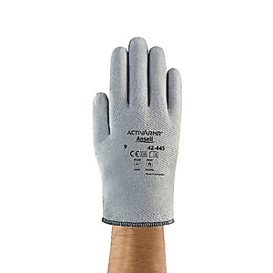 Ansell ActivArmr 42-445 Industrial Heat-Resistant Gloves w/Sweat Resistant Liner for Automotive, Mechanics - Large, Grey (72 Pairs)