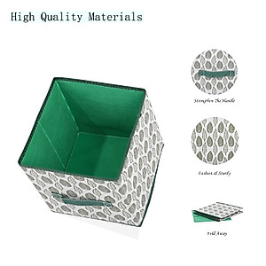 Clothing Storage Bags, Blankets, and Quilts Storage Bags with Zippers Foldable Organizer with Reinforced Handle，Clear Window (green cube)