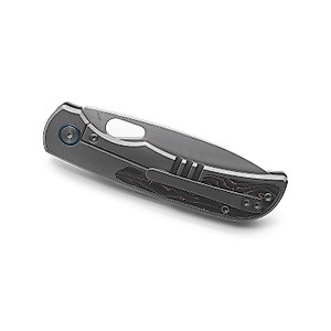 Miguron Knives M Moyarl Folding Knife 3.25" M390 Hand Ground Rubbed Satin Blade Titanium And Bronze Carbon Fiber Inlay Handle Pocket Knife MGR-621CBN