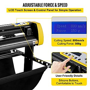 VEVOR Vinyl Cutter Machine, 34 in / 870 mm Max Paper Feed Cutting Plotter, Automatic Camera Contour Cutting LCD Screen Printer with Stand Adjustable Force and Speed for Sign Making Plotter Cutter