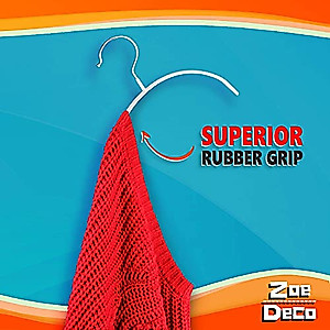 Zoe Deco Non-Slip No Shoulder Bumps Clothes Hangers with Grippy Coating, Sleek and Slim Rounded Hangers, Bump Free Hanger Solution (White, 16.5"x7.75", 10 Pack)