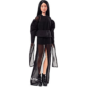 Barbie Tribute Collection Vera Wang Doll, Wearing Black Romper and Chiffon Dress, with Doll Stand & Certificate of Authenticity, Gift for Collectors