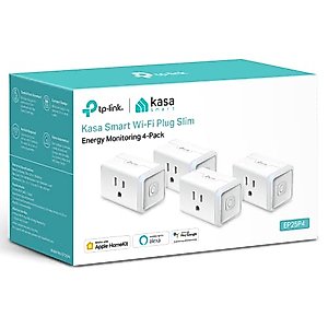 Kasa Smart Plug Mini 15A, Apple HomeKit Supported, Smart Outlet Works with Siri, Alexa & Google Home, No Hub Required, UL Certified, App Control, Scheduling, Timer, 2.4G WiFi Only, 4-Pack (EP25P4)