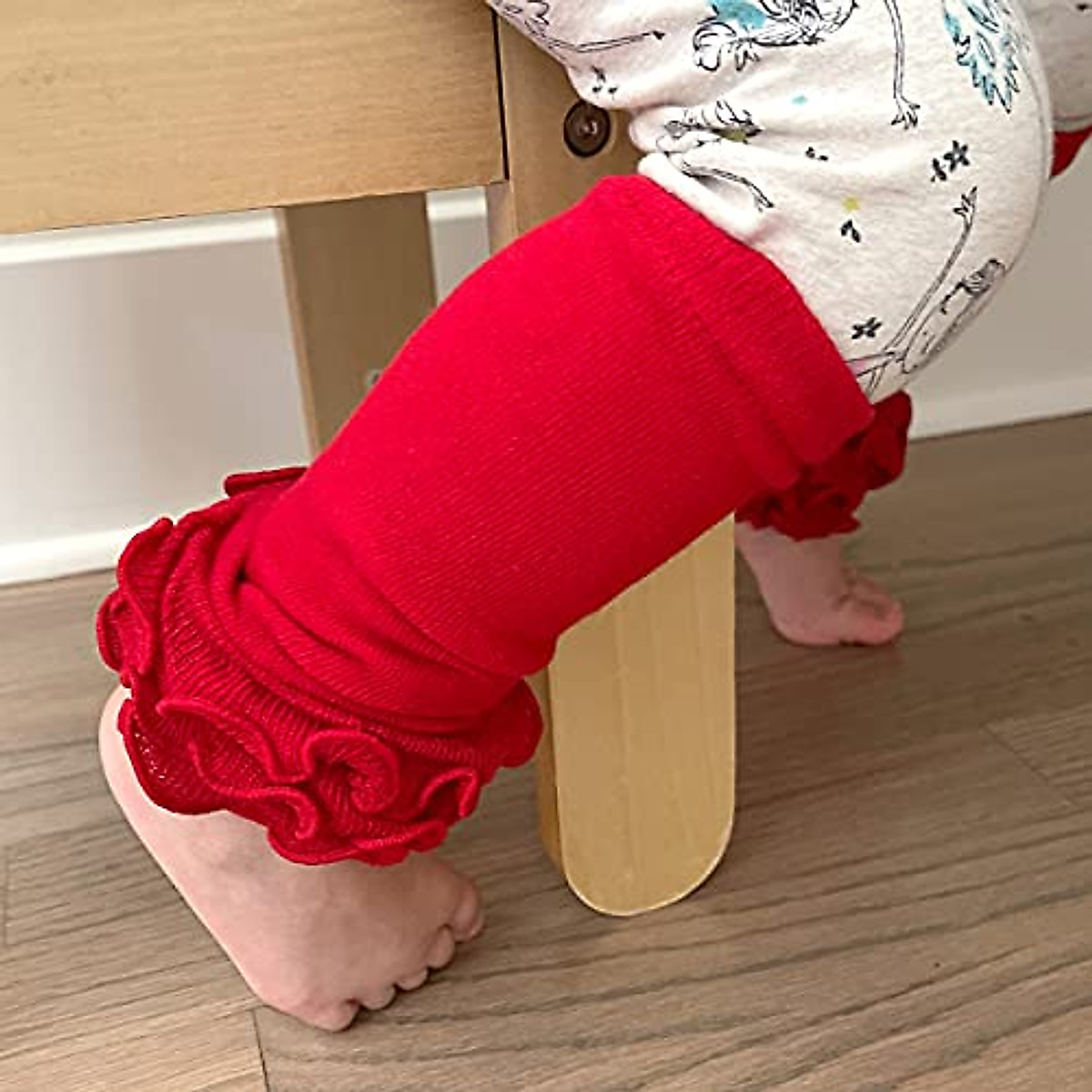 Bowbear Cheerful Ruffles Baby Leg Warmers, Red