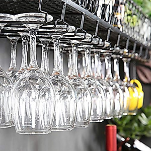 European Hanging Red Wine Glass Rack Upside Down Wine Rack Bar Wrought Iron Goblet Rack Creative Wine Cabinet Decoration Hanger J1029, PIBM, Black, 100 * 25cm