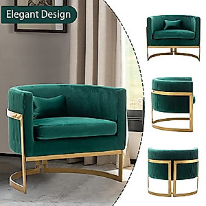 Modern Living Room Chair Velvet Barrel Accent Chairs Armchair, Upholstered Lounge Chair Mid Century Tub Bucket Club Side Chair Sofa for Bedroom-Green
