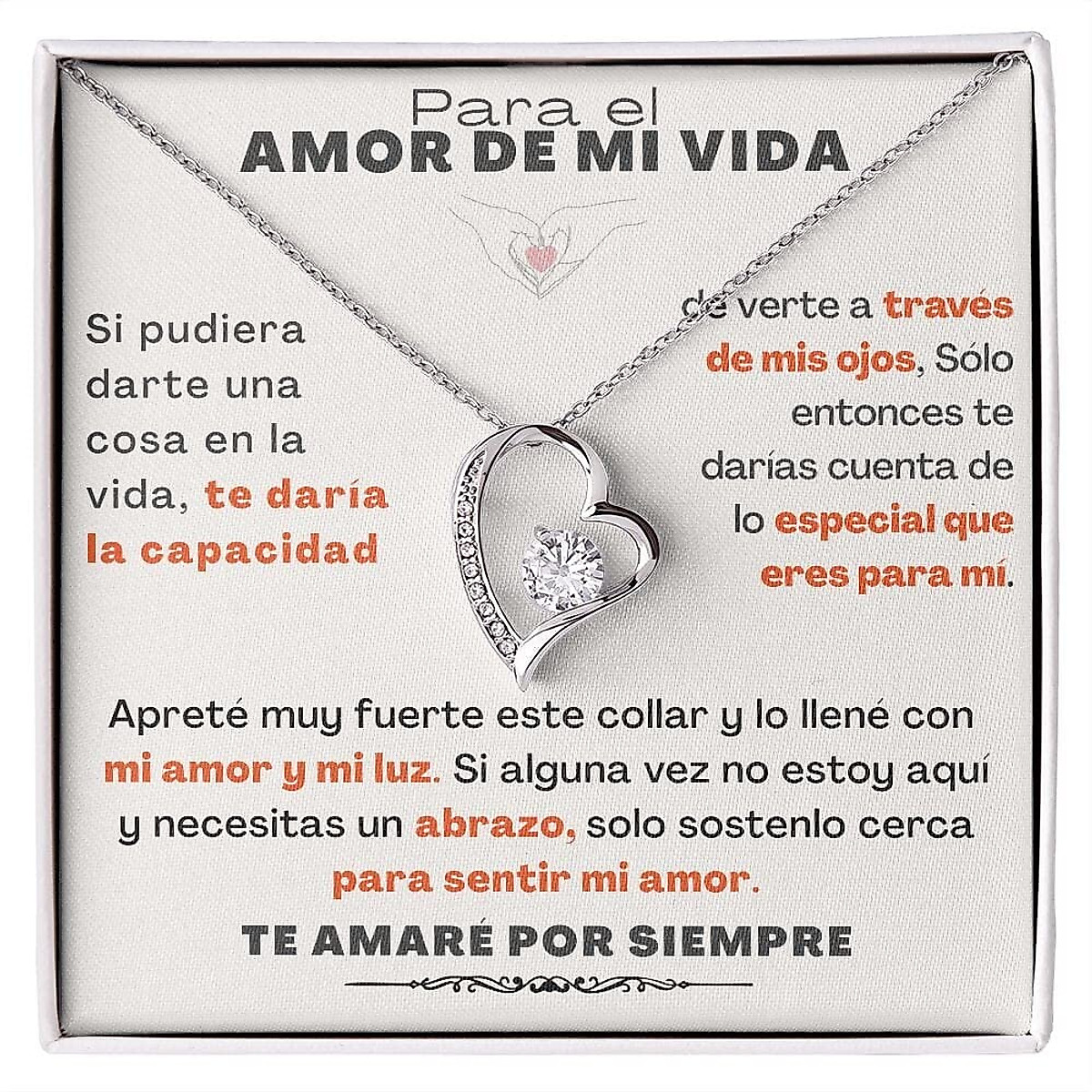 Para el Amor de mi vida - Collar Por siempre amor - forever love 18k Yellow Gold Finish/Cajita Estandard (Gratis)
