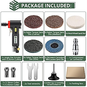 EYPINS Air Angle Grinder,Air ‎Right Angle Die Grinder 1/4" 90 Degree Heavy Duty 20000 RPM Pneumatic Sander Polisher Tool for Contour Grinding, Polishing, Milling